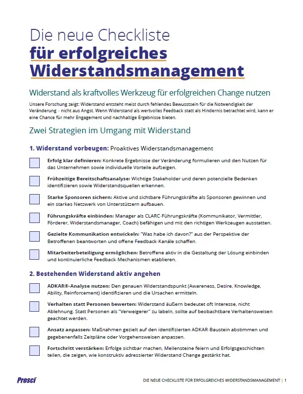 Checkliste für Widerstand gegen Veränderungen | Prosci